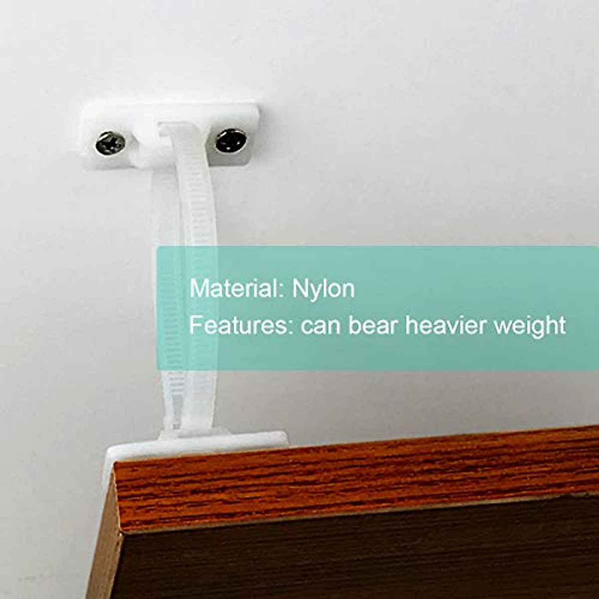 Anti-Tip Furniture Wall Anchor Straps(6 Pack), Wall Anchors Straps Kit for Bookshelf or Dresser,Adjustable Safety Furniture Wall Straps for Baby,Kids,Child,Dogs,Cabinet, Bed,Shelf,etc.(White)