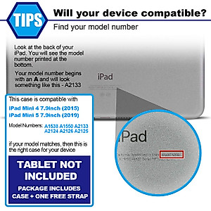 SEYMAC stock Case for iPad Mini 5/4 with Screen Protector Pencil Holder [360 Rotating Hand Strap] & Stand, Drop-Proof Case for iPad Mini 5th/4th Generation 7.9 inch (Black)