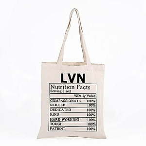 WCGXKO LVN Gift Licensed Vocational Nurse Gift LVN Nutrition Facts Nurse Tote Bag Medical School Graduation Gift (LVN tote)