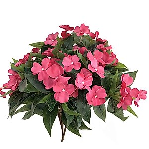 Lopkey Artificial Impatiens Bouquet Flower Patio Lawn Garden Wedding Photo Decor (2Pcs),Pink