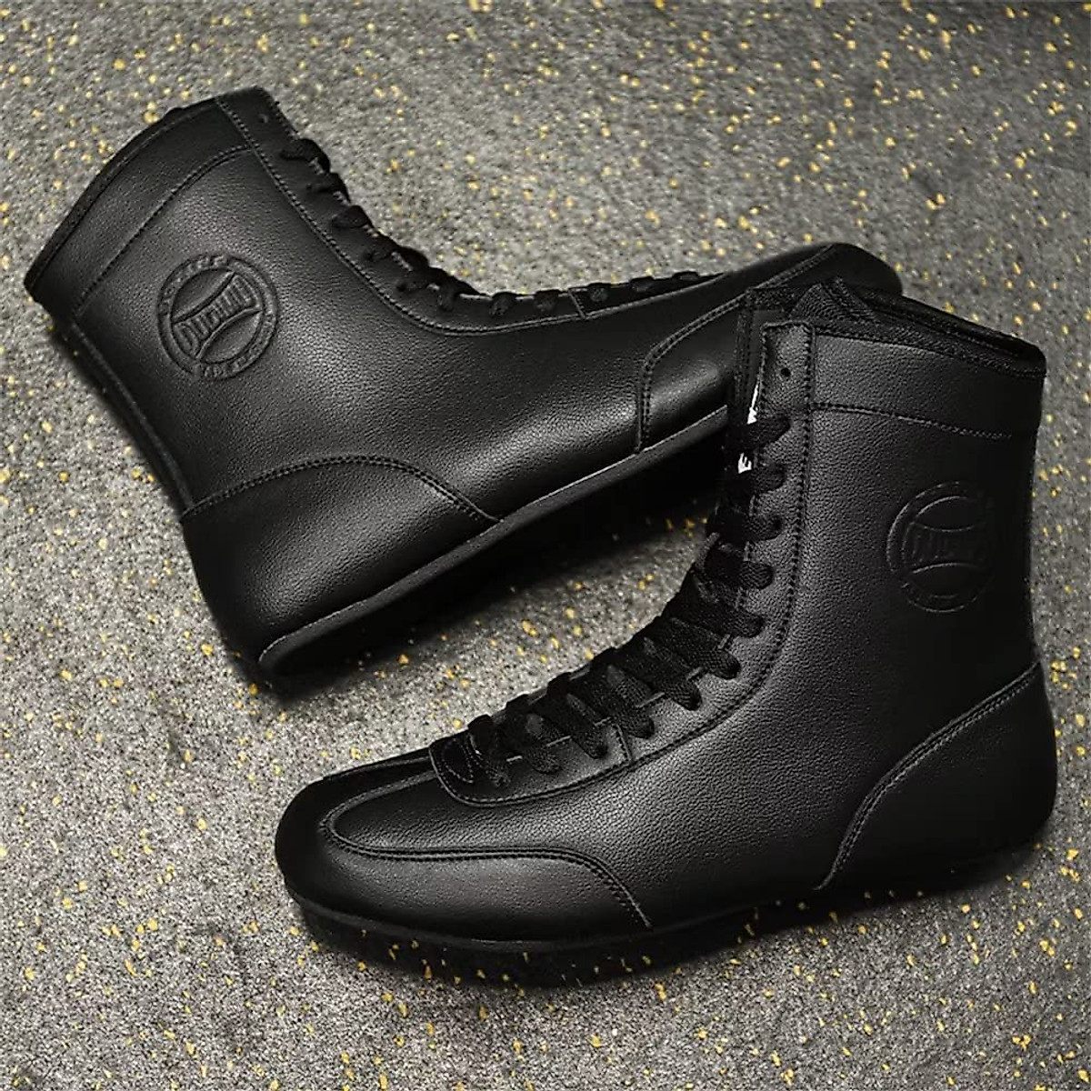 Mikrydco Men's Wrestling Shoes Professional Boxing Sneakers Lightweight Youth High Top Training Weightlifting Competition Footwear