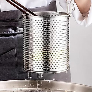 Commercial Pasta Cooker Insert Set, Kitchen Noodle Boiler Bucket, Stainless Stockpots with Divider and Colander Strainer, for Home Kitchen, Restaurant,4Holes(4Holes)