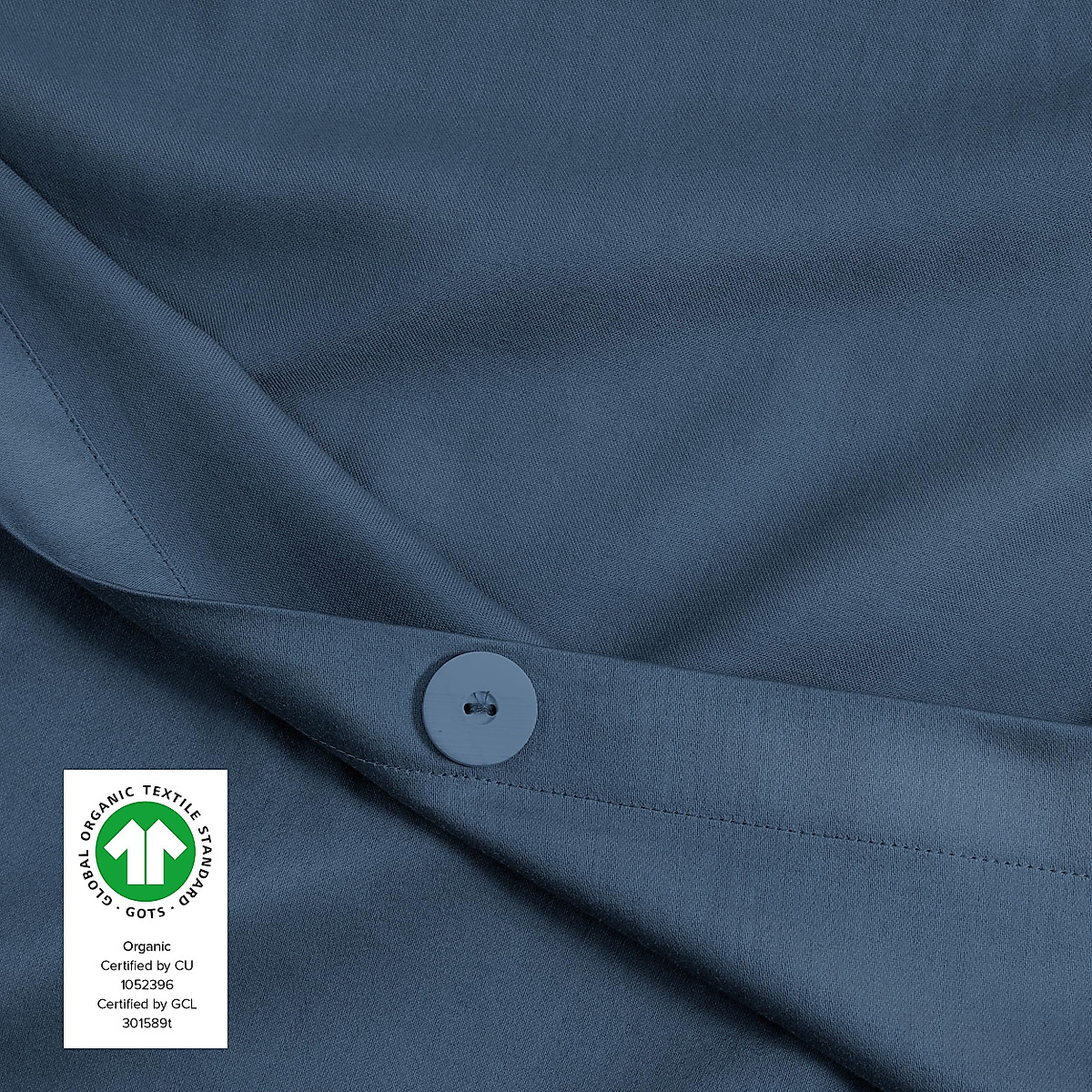 Bare Home 100% Organic Cotton Sateen Duvet Cover Set - Full/Queen Size - Smooth Sateen Weave - Warm & Luxurious - Full/Queen Duvet Cover (Full/Queen, Bering Sea)