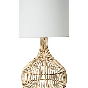 Kouboo Luhu Cane Rib Bulb Table Lamp, Natural with White Shade