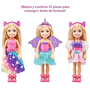 Barbie Dreamtopia Chelsea Doll & Dress-Up Set with 12 Fantasy Fashions & Accessories Themed to Royals, Mermaids, Unicorns & Dragons