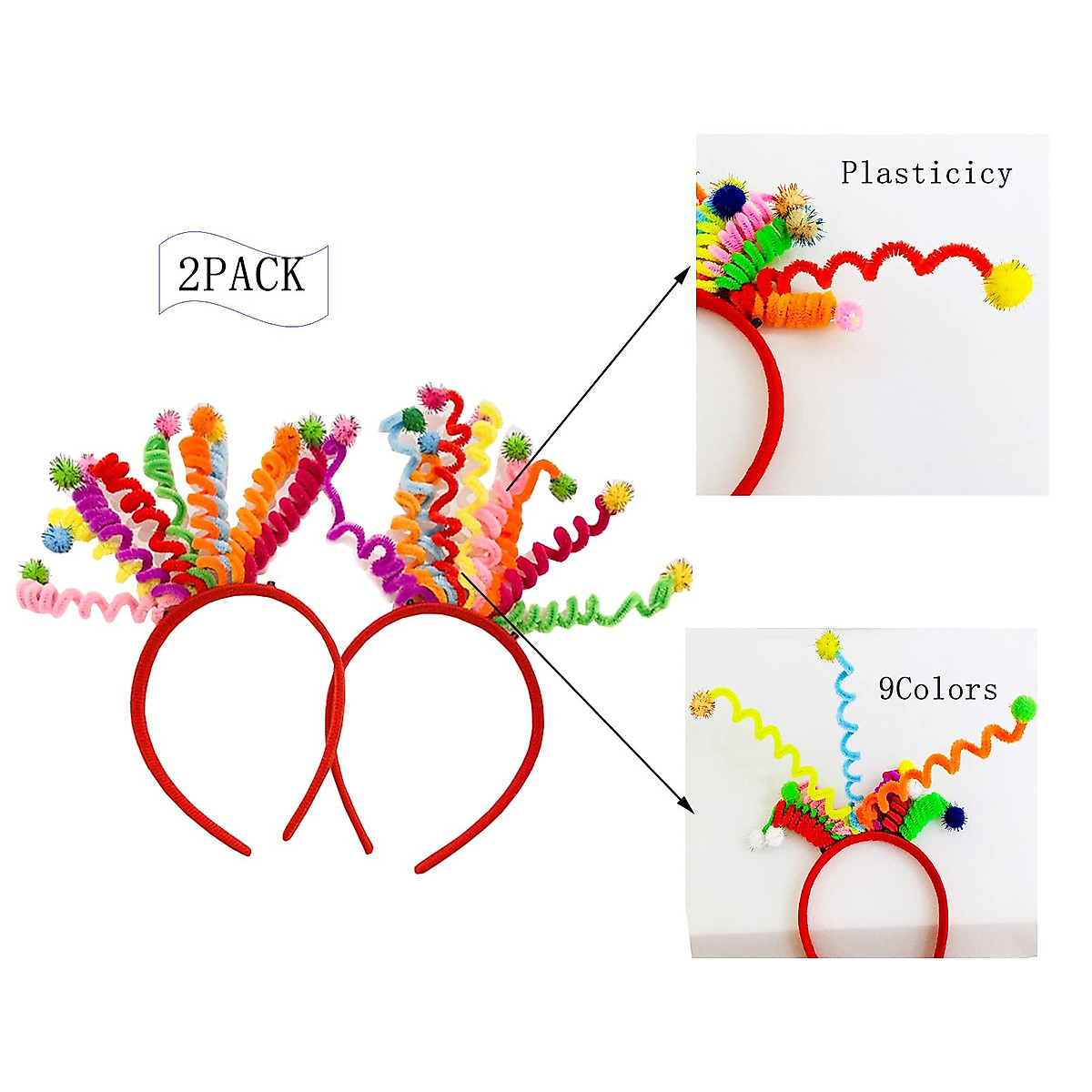 MNZYY 2 Pcs Funny Colorful Women Girls Headband Women Birthday Girl Sweet Princess Hair Band Hoop Party Decoration Dress 2 piece Set MNZYY 0