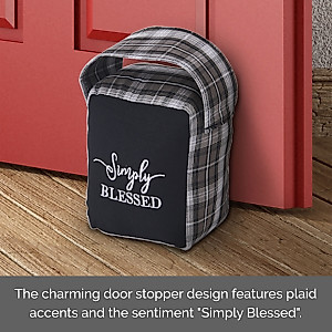 Elements Plaid Simply Blessed Weighted Fabric Door Stopper, Polyester