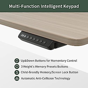 FEZIBO Electric Standing Desk with Drawers, 55x26 Inch Standing Desk Adjustable Height, Stand Up Desk with Monitor Shelf, Sit Stand Home Office Desk, Light Walnut