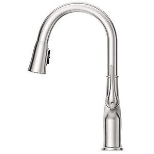 Pfister Highbury Kitchen Faucet with Pull Down Sprayer, Single Handle, High Arc, Stainless Steel Finish, LG529HGS