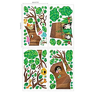 DECOWALL DL-1709 Giant Tree and Animals Kids Wall Decals Wall Stickers Peel and Stick Removable Wall Stickers for Kids Nursery Bedroom Living Room