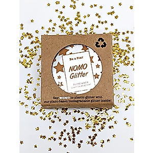 1/3oz! Gold Stars Plant-Based Biodegradable Vegan Glitter for Face, Body, Craft & Nails (10g) (Gold Stars, 10g!)