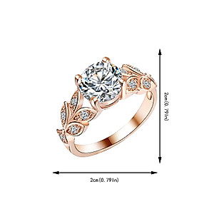 Rings for 10-12 Year Old Girls Engagement Round Cut Zircons Women Wedding Rings Jewelry Rings for Woman Full Diamond Ladies Ring (Rose Gold, 9)