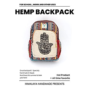 Unique Hand Print Mini Hemp Backpack Small Back Pack Hippie Bag Pack Festival Bag Pack 100% Hemp|100 VEGAN| FAIR TRADE | Handmade with Love