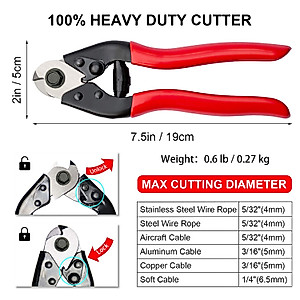 groword Bike Cable Cutter(7,5-inch) for DIY Projects, Railing, Decking, Wire Seals & Bicycle Cable Sharp & Precise One-Hand Operation Steel Cable Cutter, Heavy-Duty Wire Cutter & Wire Rope Cutter