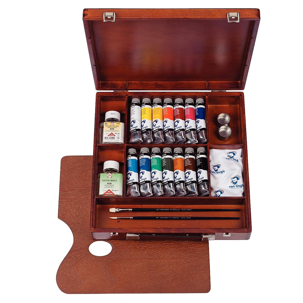 Van Gogh Oil Color Paint, 14x40ml Tubes + Accessories, Wooden Box Inspiration Set