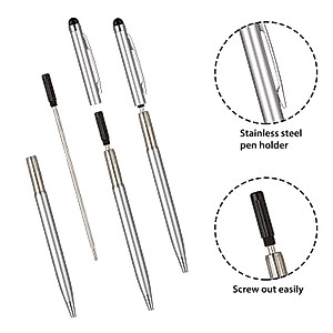 32 Pieces Stylus Pen for Touch Screens, 2 in 1 Universal Ballpoint Fine Tip Stylus Metal Pens, Black Ink, for Most Capacitive Touch-Screen Phone Tablet (Black, Silver)