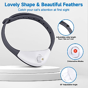 havit Wearable Automatic Cat Toys with LED Lights, Electric Smart Amusing Collar for Kitten, Interactive Cat Toys for Indoor Cats, Pet Exercise Toys, USB Rechargeable, Auto On/Off - Black