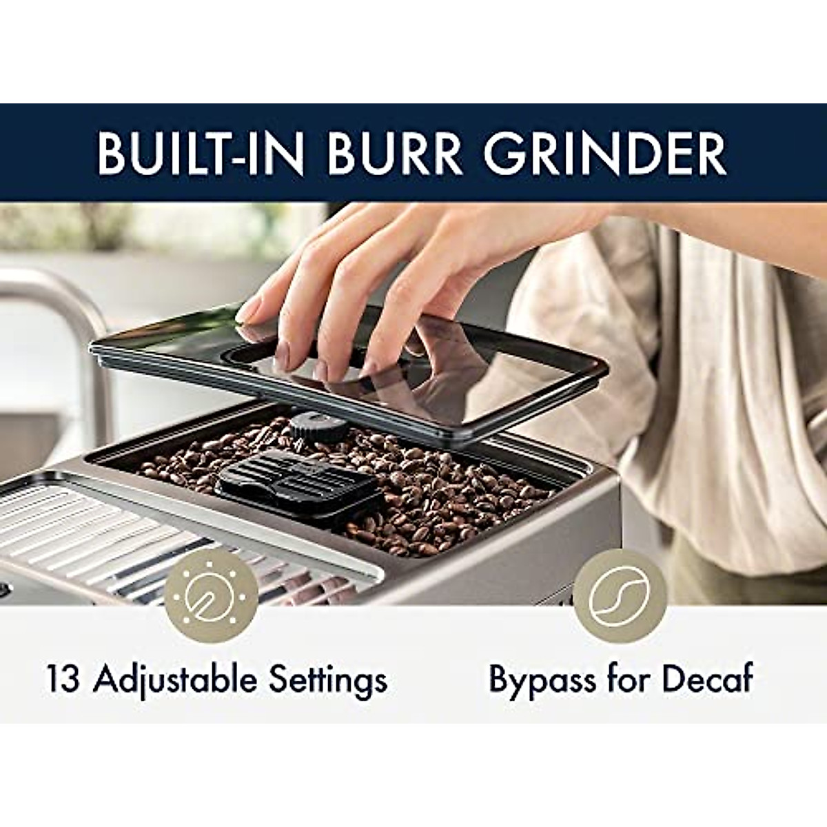 De'Longhi ECAM37095TI Dinamica Plus with LatteCrema System, Fully Automatic Coffee Machine, Colored Touch Display,Titanium