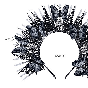 COSUCOS Halo Crown Headpiece Goddess - Black Spiked Zip Tie Headwear Gothic Crowns Queen Festival Headband for Women Wedding Photoshoot Cosplay Butterfly Accessories Pageant Costume