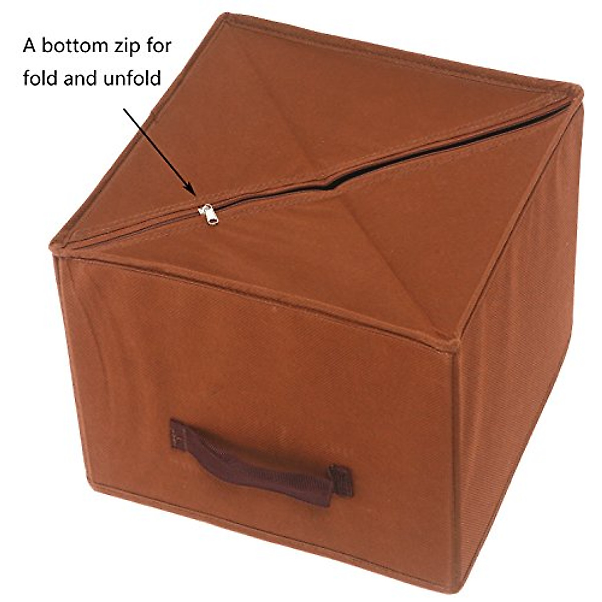 Amelitory Storage Bins Foldable Cube Organizer Fabric Drawer Set of 2 Coffee