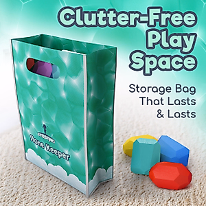 EVERSMART 36 Pcs Wooden Stacking Blocks – Montessori Toys for 1 2 3 4 5 6 Year Old Toddlers and Kids, XXL Rocks, No Choking Hazard – Sensory STEM Building Stones, Girl or Boy Birthday Gifts