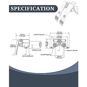 Phivan Foot Operated Faucet Valve - Knee Hands-Free Sink Pedal Brass Double Pedal Valve Control Non-Contact Faucet Sink Knee Pedal for Commercial Kitchens, Hospitals, Schools, Laboratories