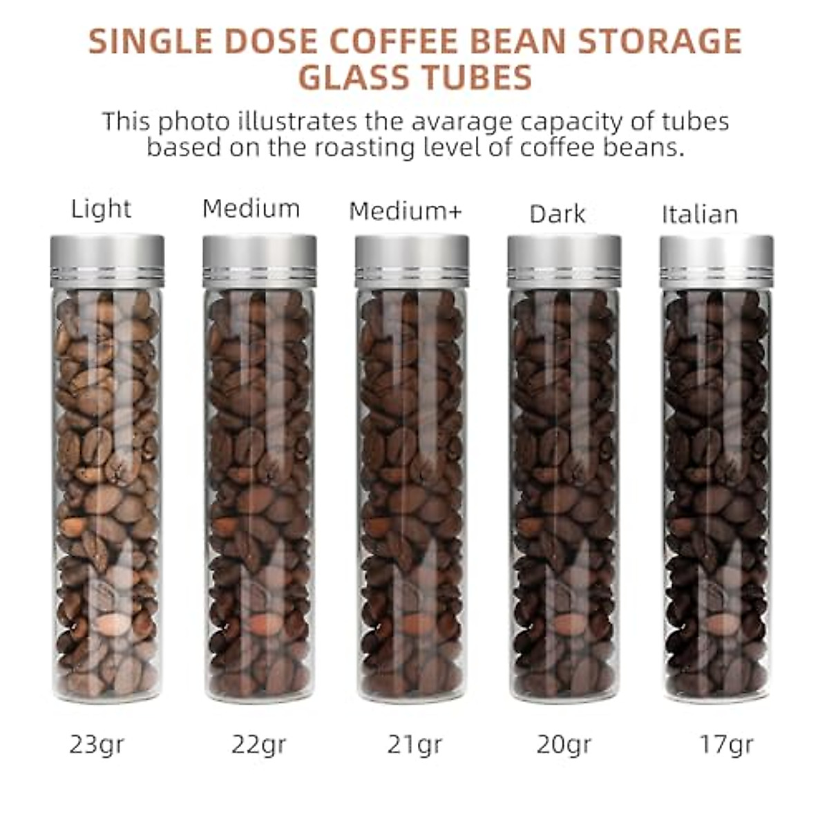YMWVH Coffee Bean Storage Glass Tubes Single Dose, 12PCS Coffee Bean Cellar Container Vials With Lids (2 Oz) Wooden Display Stand And Funnel Coffee spoon
