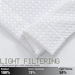 jinchan White Curtains for Bedroom Privacy Waffle-Weave Textured Curtain Panels for Living Room Grommet Top Light Filtering Window Curtains 54 Inch Length 2 Panels