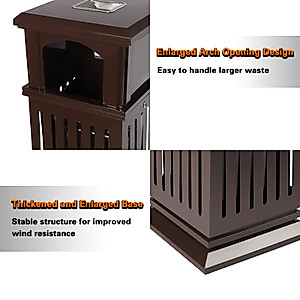 40L Outdoor Trash Can Commercial Garbage Enclosure with Locking Lid, Installation-Free, Galvanized Sheet (Black) 35.4 x 15.7 x 15.7 in