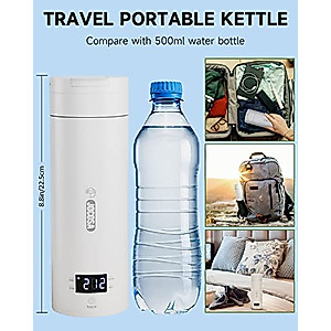 Travel Kettle, Portable Electric Kettle Small Kettle Boiler for Travel and Work, 304 Stainless Steel,BPA Free, 4 Temperature Adjustable with LED Display,Auto Shut-Off and Boil Dry Protection with Keep Warm Function,380ml Mini Kettle.