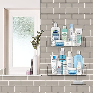 HBlife Acrylic Shower Caddy, Adhesive Shower Shelves Wall Mounted, No Drilling Bathroom Shower Organizer for Shower, Kitchen and Bedroom Wall, 2 Pack
