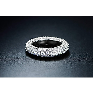 Barzel 18k White Gold Plated Cubic Zirconia Eternity Wedding Band Ring (Silver, 5)