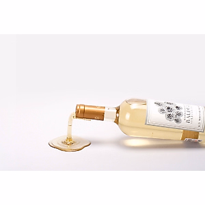 Spilled Wine Bottle Holder - Fun and Unique Way to Display Your Favorite Wine - Red and White (Set of 2)