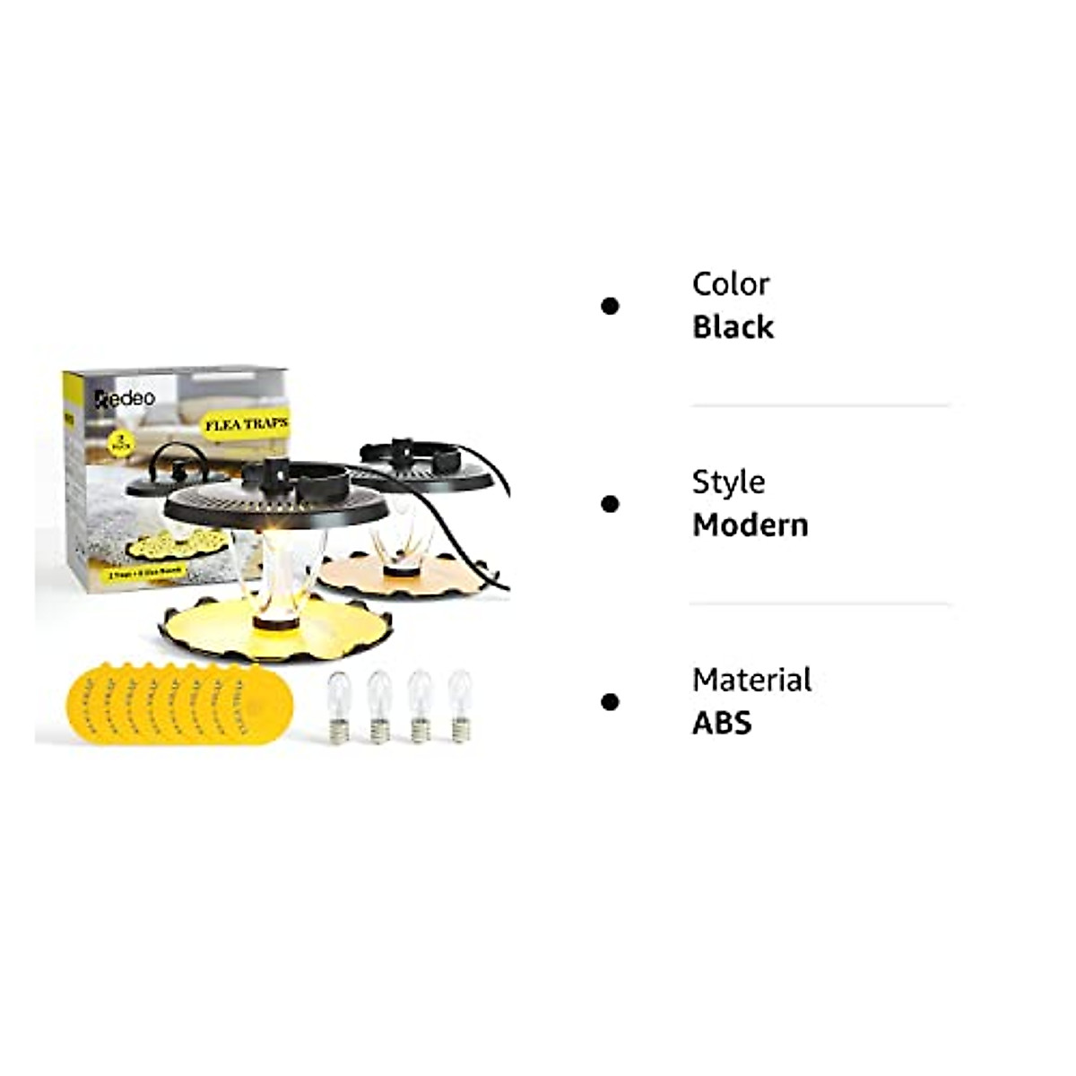 Redeo Flea Trap 2 Pack Bed Bug Traps with 4 Light Bulbs and 8 Sticky Glue Boards, Odorless Non-Toxic Flea Light Traps for Inside Your Home Safe for Kids & Pets