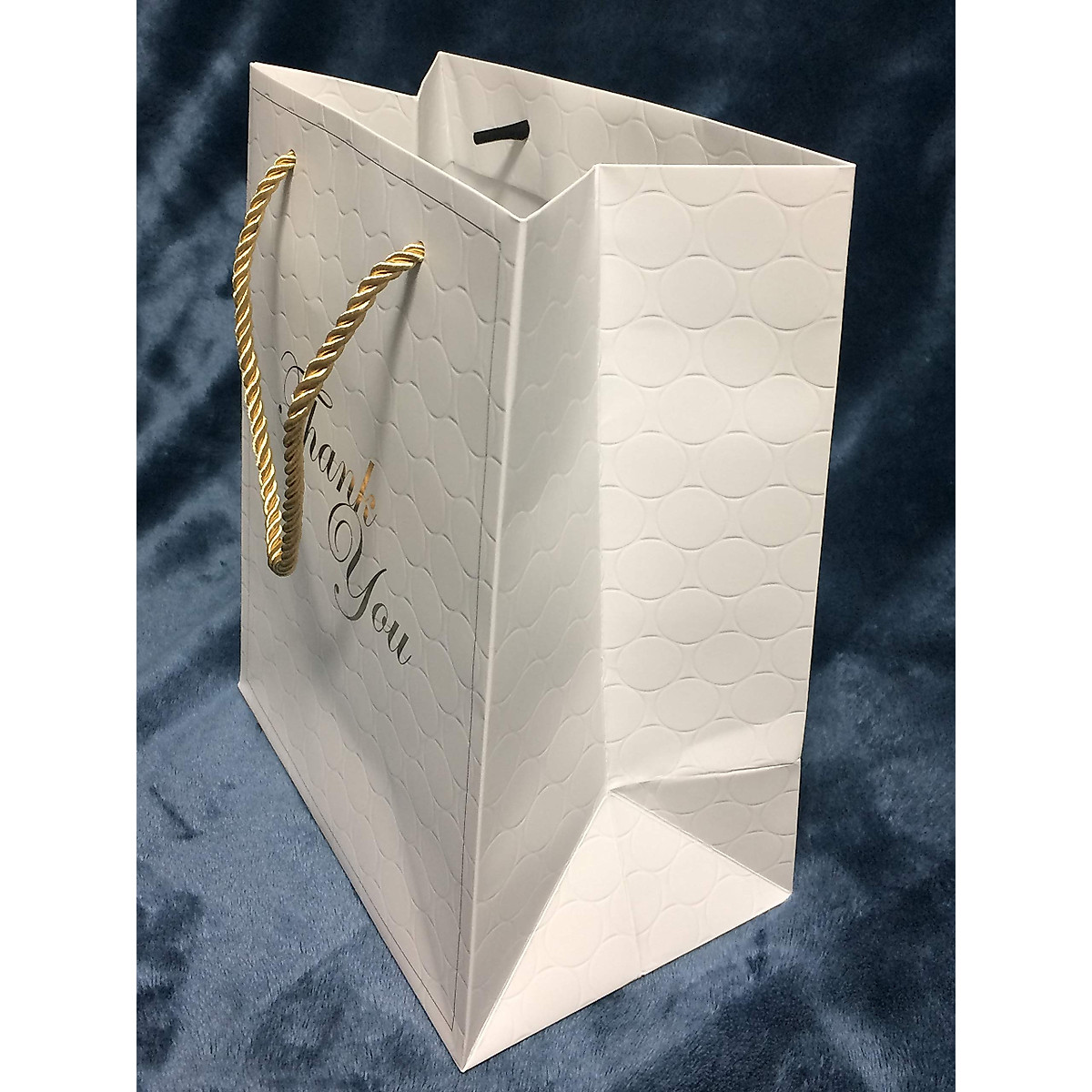 MODEENI White Thank You Gift Bags with Handles 12 Pcs Paper Medium 8x10 Fancy Gold Foil Luxury Event Shopping 8x5x10 Premium Quality Cute Matte Modern Elegant Embossed Birthday Merchandise Clothing Business Wedding