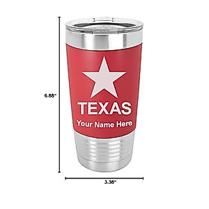 LaserGram 20oz Vacuum Insulated Tumbler Mug, Flag of Texas, Personalized Engraving Included (Silicone Grip, Red)