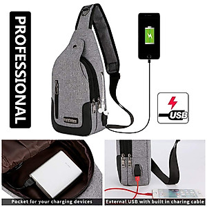 Peicees Travel Gym Bike Sling Bag Shoulder Backpack Daypack w/USB Charging Port