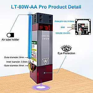 LASER TREE Laser Engraver Module, 80W Laser Engraving Cutting Module for Wood and Metal, 10W Output Power, FAC Ultra Accurate Laser Module with Air Assistance, 45mm Fixed-Focus Laser Cutter Module 12V