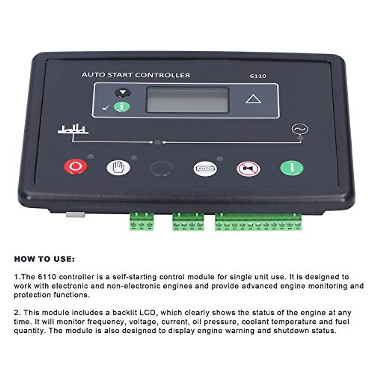 Eujgoov DSE6110 LCD Display Screen Generator Automatic Controller Module Electronic Power Controller Module 8V-35V DC