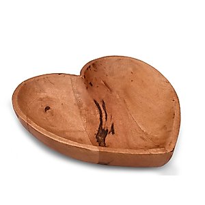Heart Shaped Wooden Salad Bowl, Fruit Bowl, Candy Bowl, Decorative Wood Bowl, Hand-Crafted, Eco-Friendly, Large 10”(W) x 10” (L) x 2” (H)
