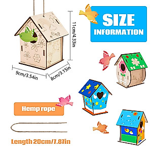 4 Pack DIY Bird House Kit, Halloween Wooden Doodle Birdhouses Set,Paint Wooden Arts,Bird House Building Kit for Boys Toddler Children Ages 4-6 6-8 8-12, Birthday Gifts,Easter Craft,Toys for Girls