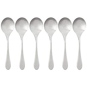 Knork Original Bouillon Stainless Steel Soup, Specialty Spoons, (Pack of 6)