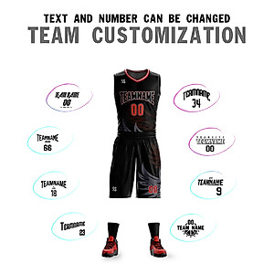 Custom Gradient Basketball Jersey Kit Printed Team Name & Number Personalized Sports Uniform for Men/Youth, Sleeveless, Black, One Size