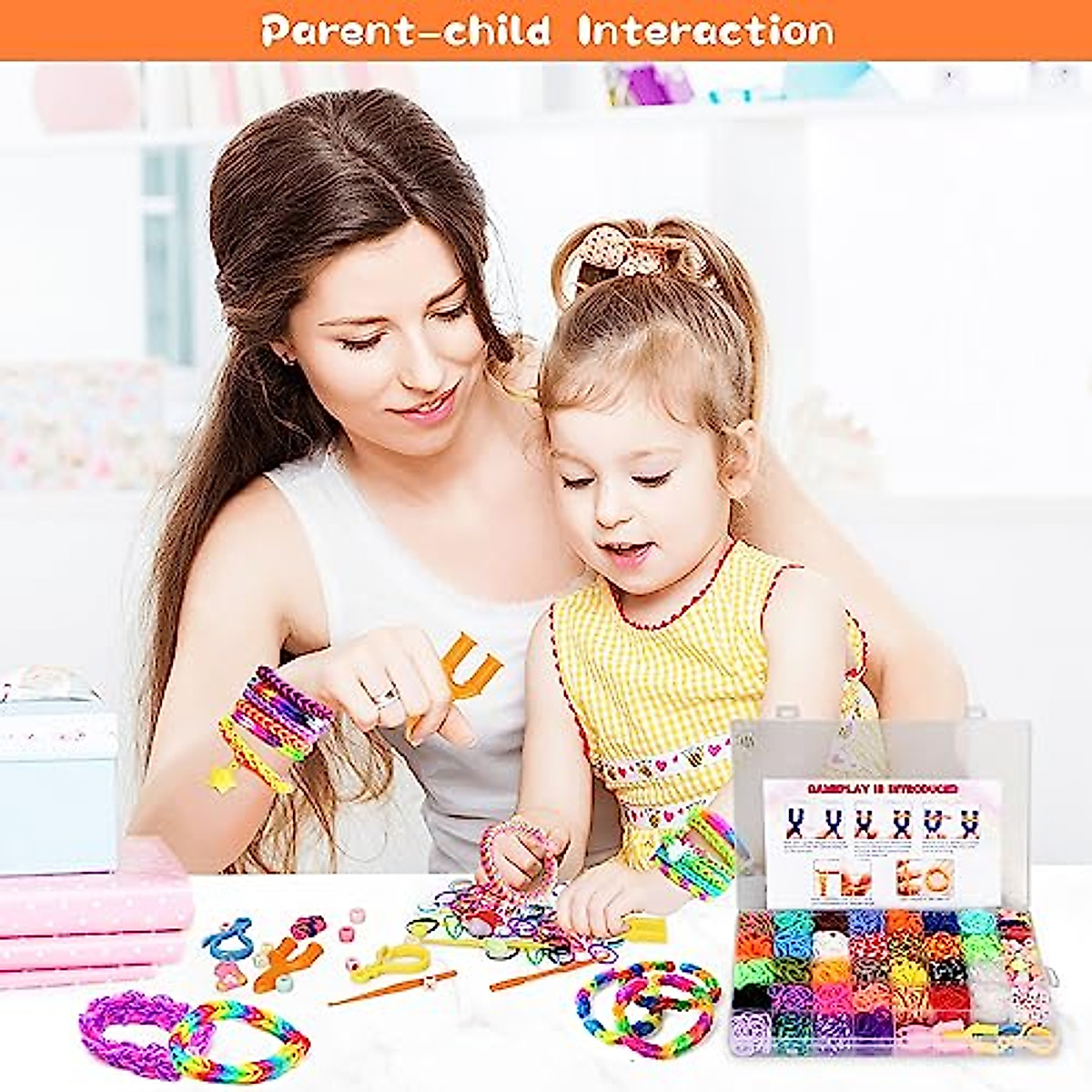 UUEMB 3000+ Rubber Band Bracelet Kit, Colorful Loom Bracelet Making Kit with Storage Box, DIY Art Craft Kit with Charms Beads for Beginners Kids Girls Boys Birthday Parties Christmas Gift