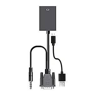 VINGVO VGA to HD Multimedia Interface Converter, 3.5mm Sound Cable USB Power Supply VGA Adapter 1080p for Laptop for TV