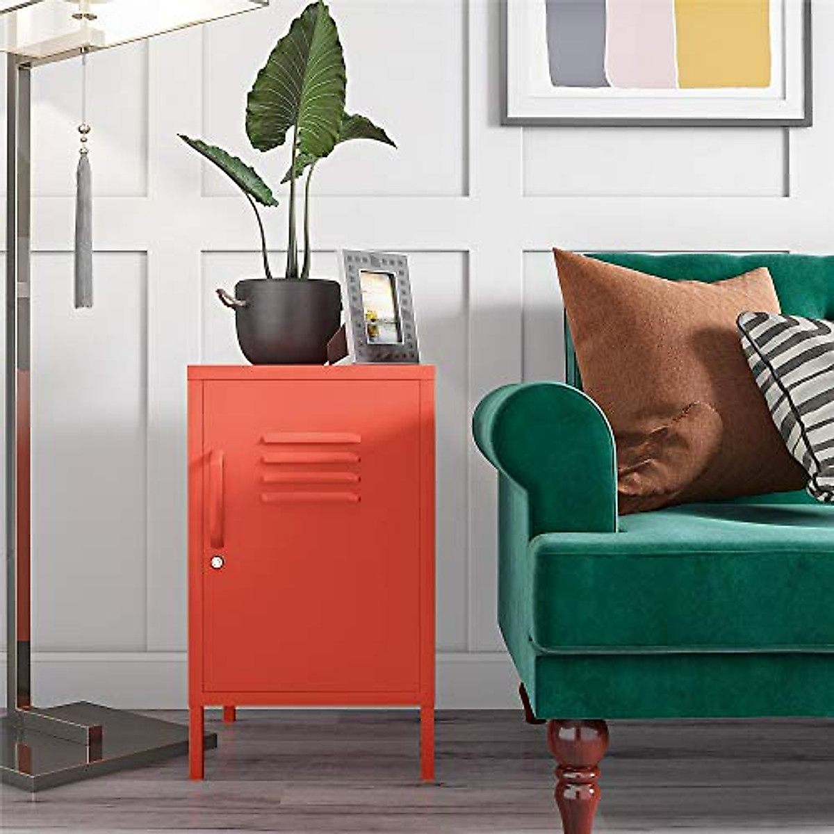 Novogratz Cache Metal Locker End Table, Orange