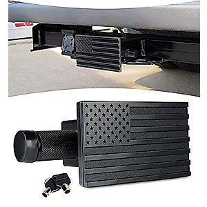 Metal American Flag Trailer Hitch Cover for 2 inch Receivers, Black