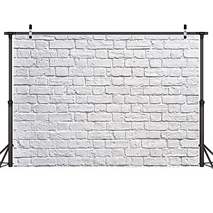 SJOLOON White Brick Wall Backdrop White Brick Photo Backdrop Thin Vinyl Photography Backdrop Background Studio Prop 10931(7x5FT)