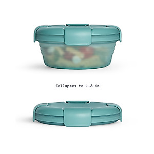 STOJO Collapsible Bowl - Translucent Eucalyptus, 36oz - Reusable Silicone Bowl for Hot and Cold Food - Perfect for Travel, Meal Prep, To-Go Lunch, Camping & Hiking - Microwave & Dishwasher Safe