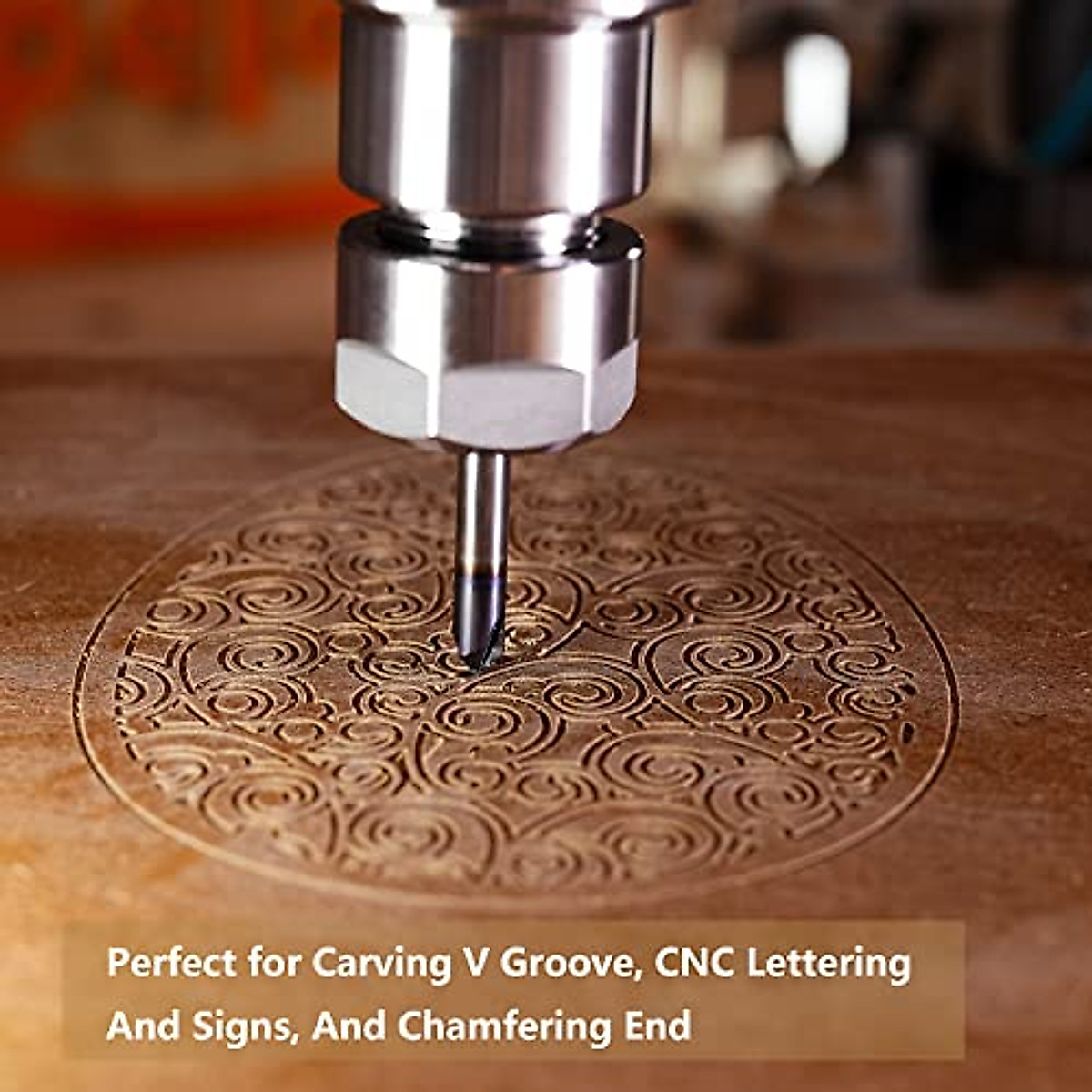 Spetool 90 Degree Carbide V Bits with Tiain Coated 4 Flutes, Chamfer End Mill for Caving V Groove and Sign